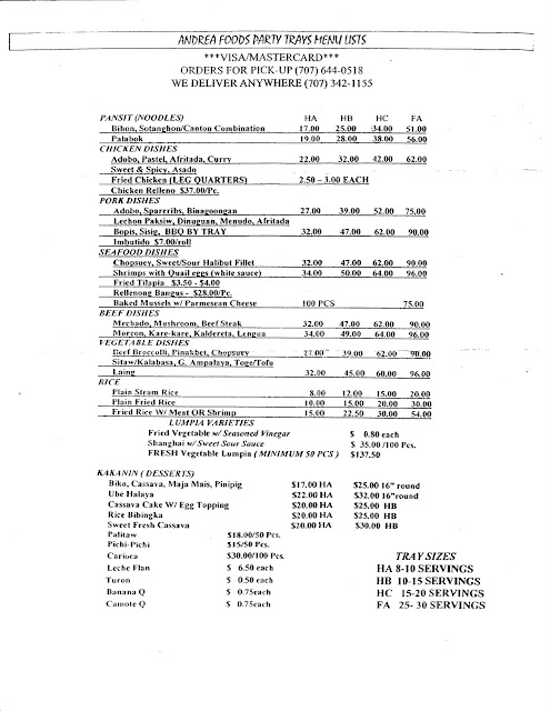 Lechon! Lechon! Lechon!: Andrea Foods Party Trays Menu List