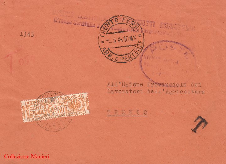 Storia Postale Della Rsi Serie Francobolli Per Pacchi Postali Galleria Di Usi Postali