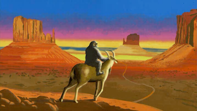 A rather dapper monkey rides a goat [GIF] : r/pics