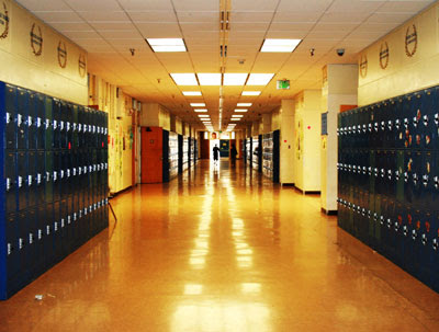 .: school hallways and classrooms