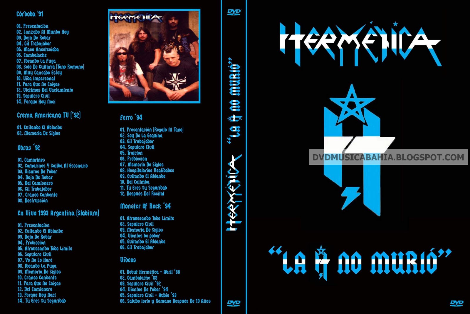 LOS MEJORES DVD DE MUSICA Y MAS....!!!!: HERMETICA - LA H NO MURIO (1995)