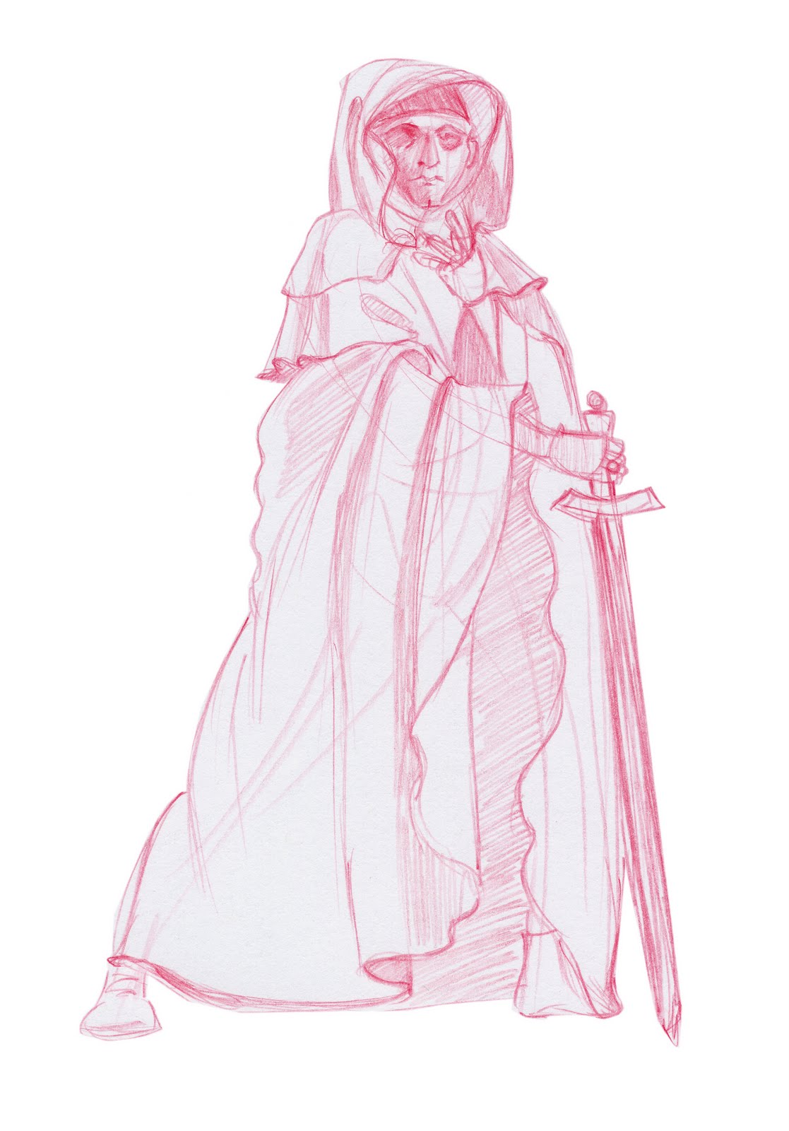 Nikki's sketches: black hooded cape