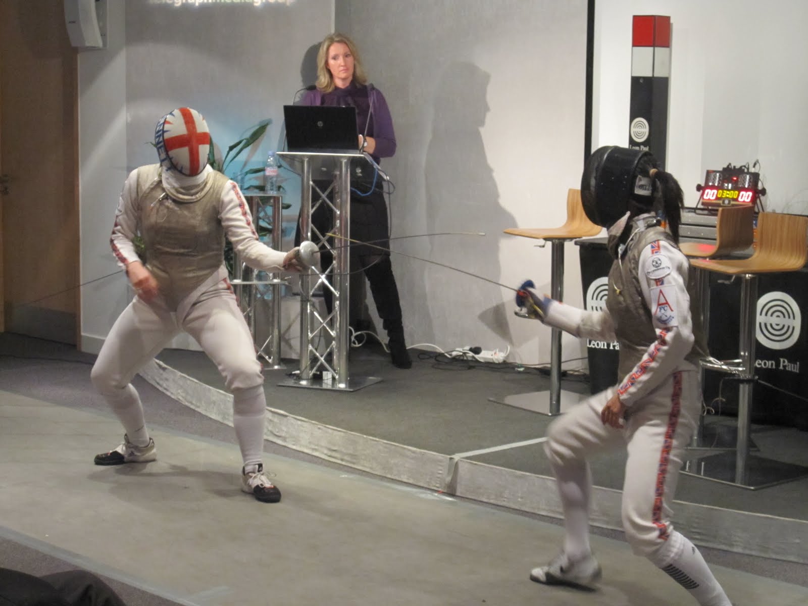 Claire Bennett: Fencing demonstration at the Daily Telegraph