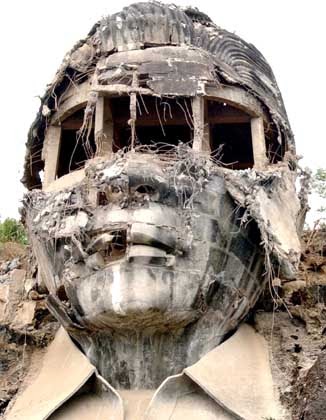 The remains of Ferdinand Marcos concrete giant bust, Mt Pugo, La Union ...
