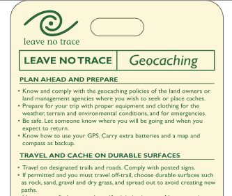 Leave No Trace Community Blog: New Geocaching Reference Cards