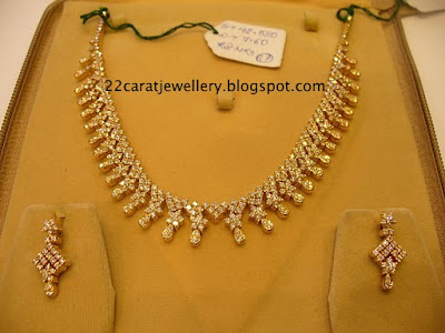 Diamond Necklace Sets (Light Weight) - Jewellery Designs
