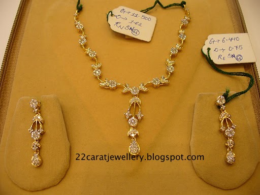 Diamond Necklace Sets (Light Weight) - Jewellery Designs