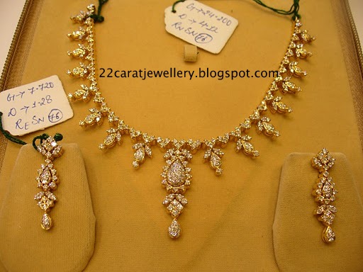 Diamond Necklace Sets (Light Weight) - Jewellery Designs