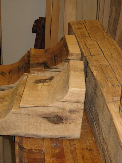 Terroir Wood Studio: Rustic White Oak Mantle with Shaped Corbels