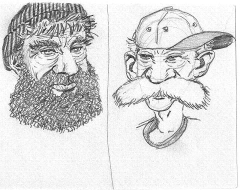 tombo's sketch-a-day: Men with scruffy, wrinkled faces 2