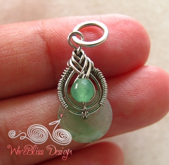 WireBliss's Wire Jewelry: Airport and Donut Jade Pendant - Pipa Wrap