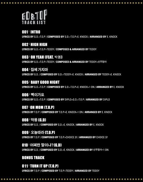 Universal Records Blog: Revised Tracklist of GD&TOP Album Revealed!