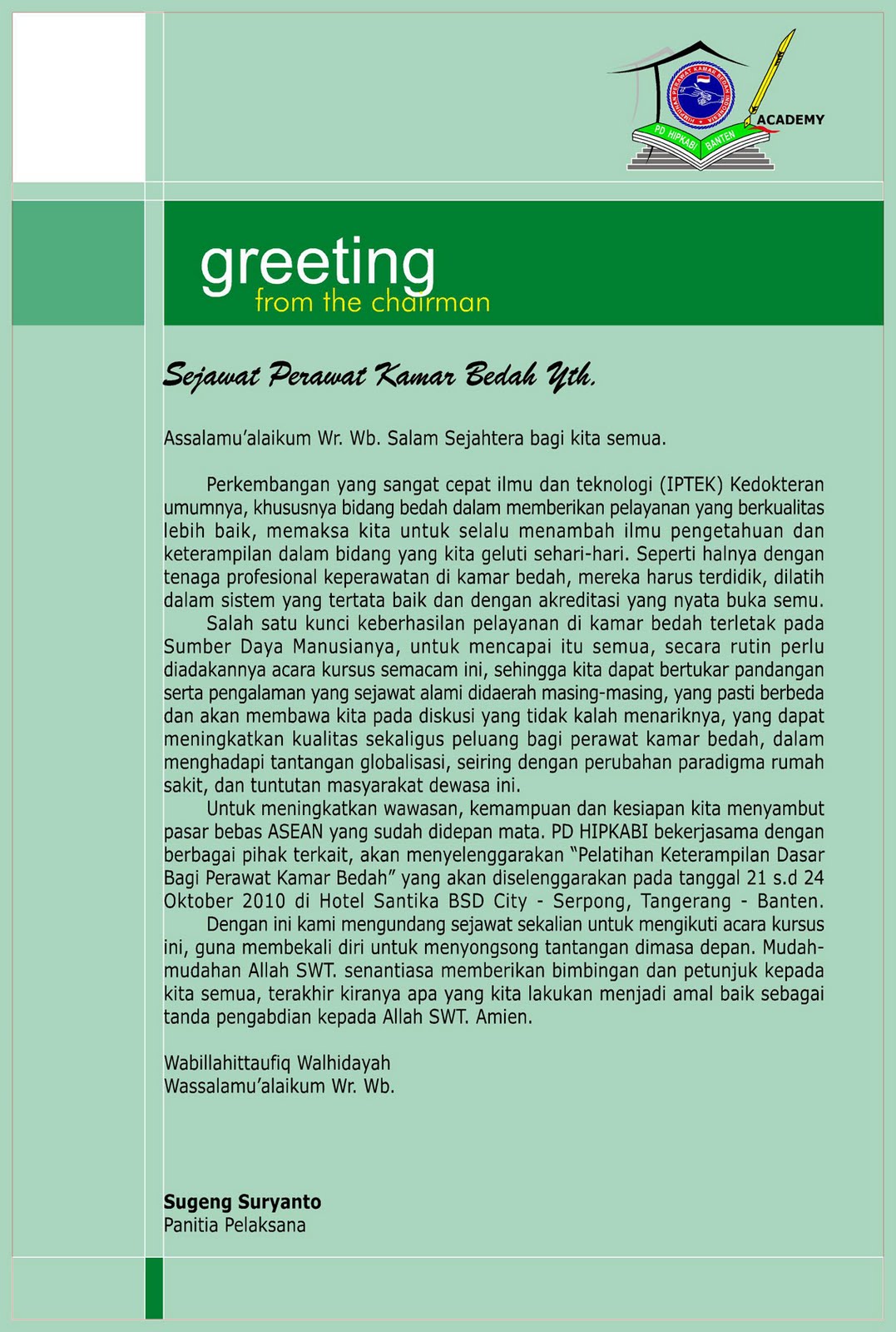 PW HIPKABI BANTEN: Pelatihan Dasar Bagi Perawat Kamar Bedah Provinsi ...