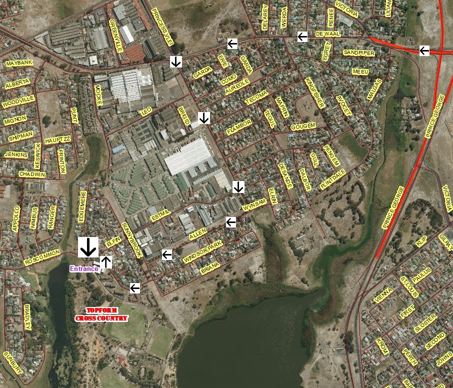 Map to Princess Vlei Eco Park - Cross Country