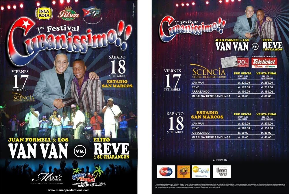 TimbaPorSiempre 2.0: Los Van Van y Orquesta Reve en Peru 17 / 18 Sepriembre