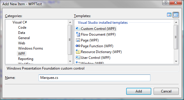 Wpf Custom Controls Marquee Control