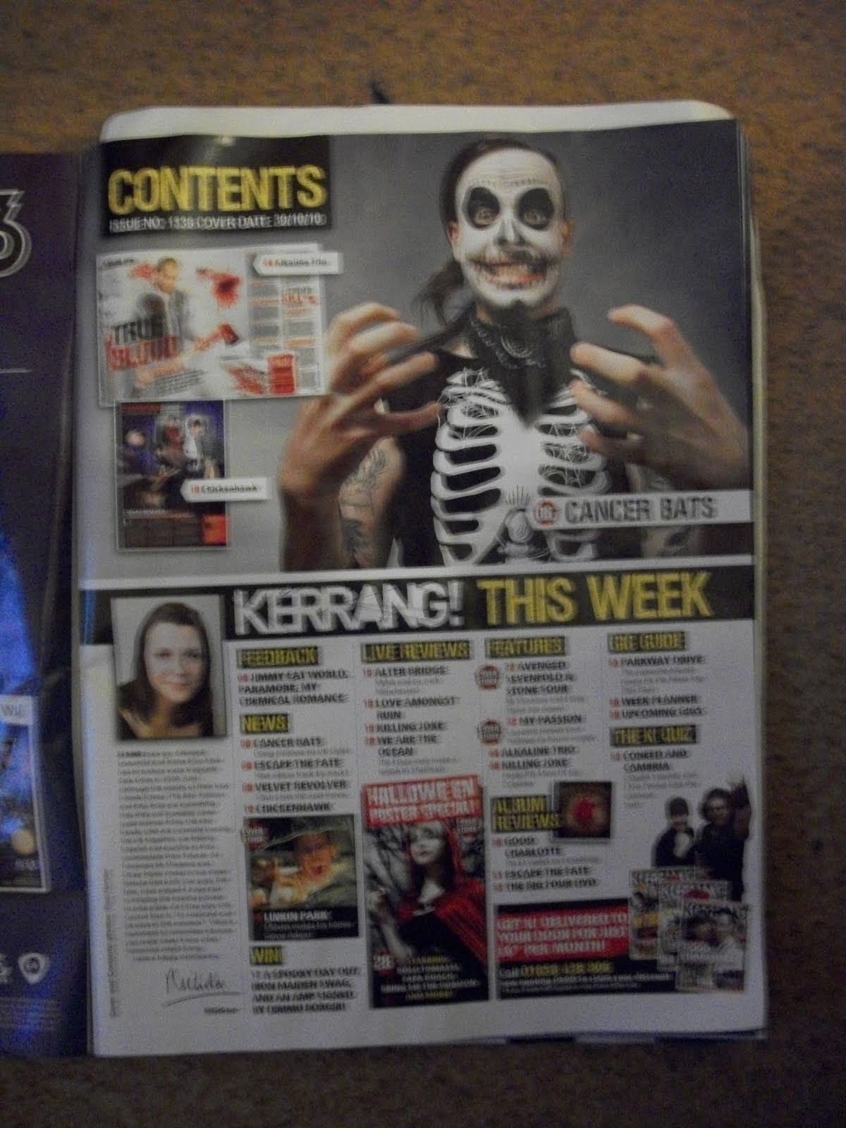 Arron B: Kerrang contents page