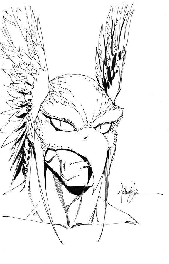 Being Carter Hall: Hawkman Head Sketch by Michael Turner