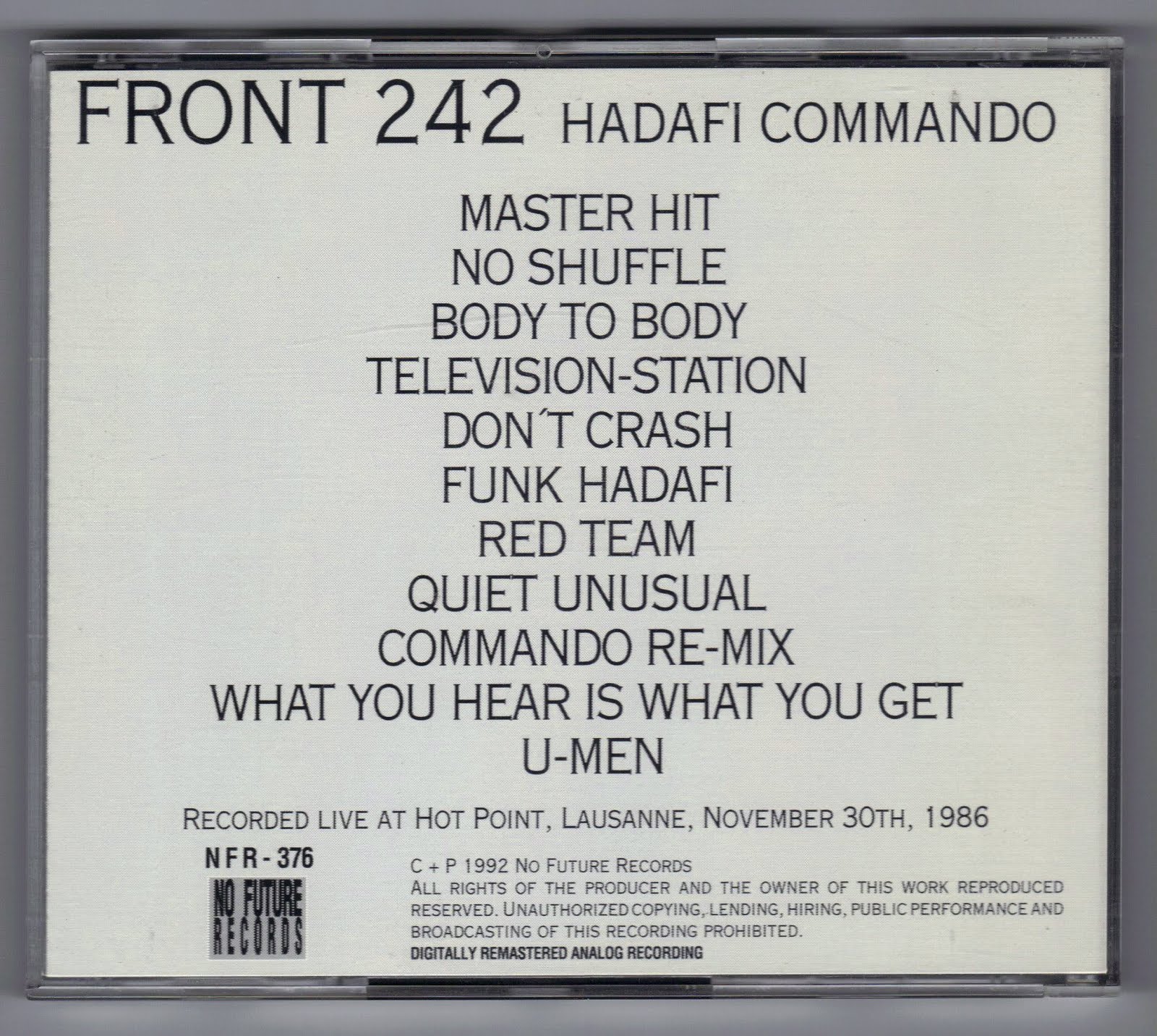 Front 242 Collector: Bootleg of the Week: Hadafi Commando