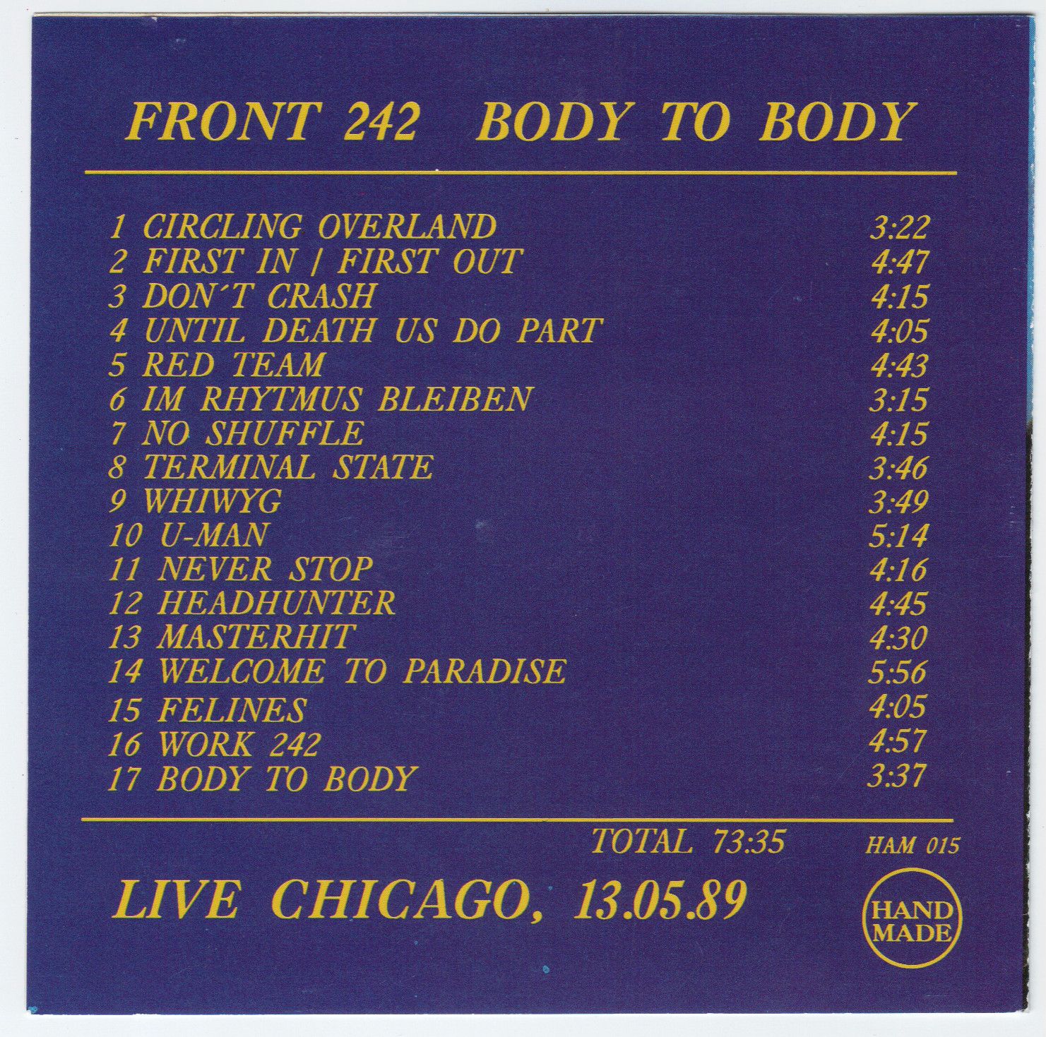 Front 242 Collector: Bootleg of the Week: Body To Body (Live Chicago)