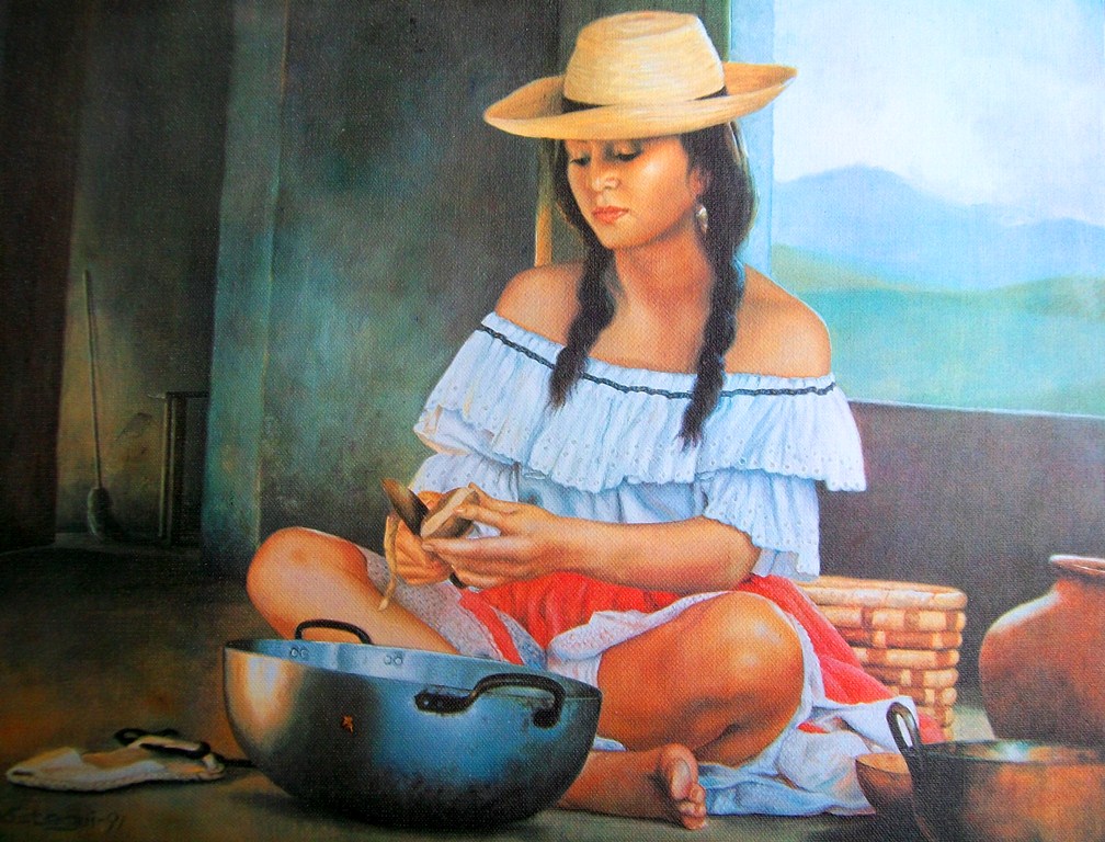 Julio César Melgar Prado: Campesina Colombiana, Óleo sobre lienzo