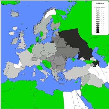 U4 Haplogroup: U4 distribution map