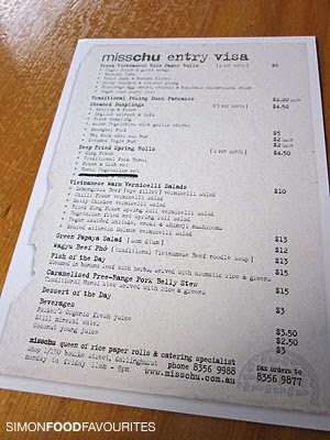 Simon Food Favourites: Misschu: Vietnamese, Darlinghurst (10 Nov 2010)