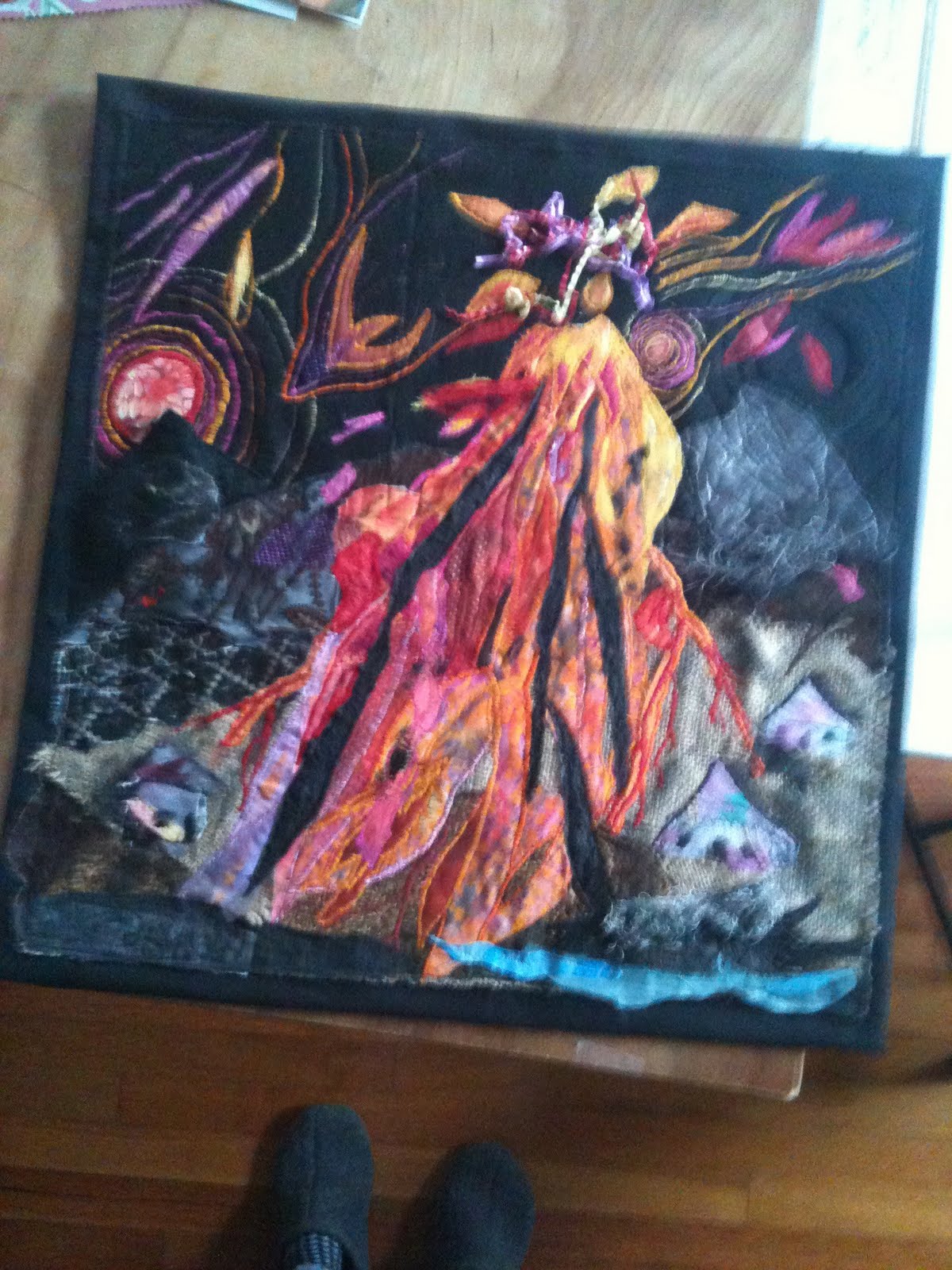 wordquilt: Volcano quilt: Pele, goddess of fire and dance