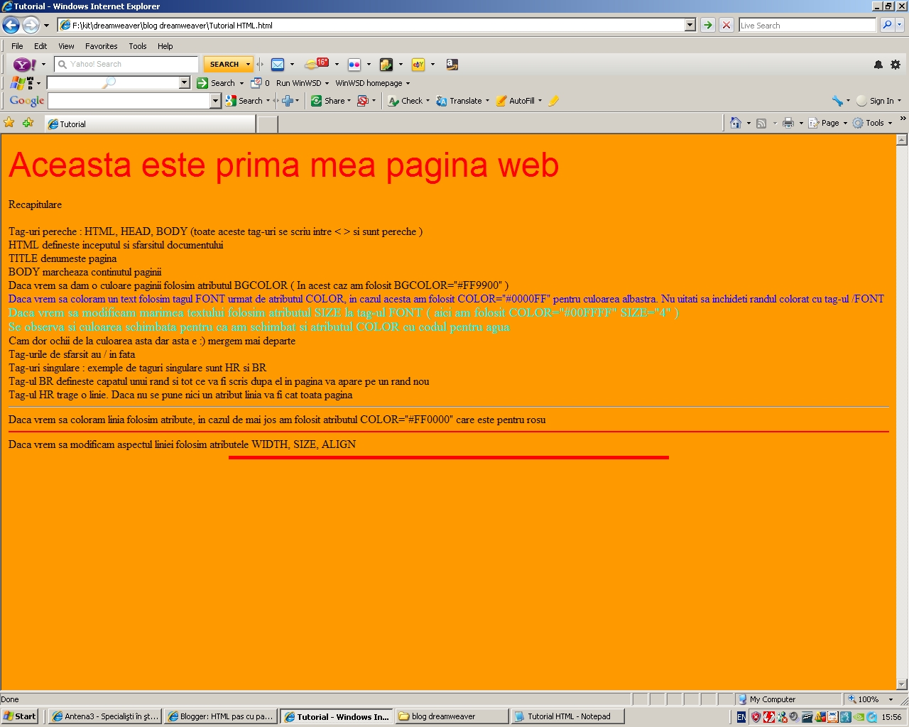 Cum sa facem o pagina web - Web pages step by step: Lectia 6 : Fonturile