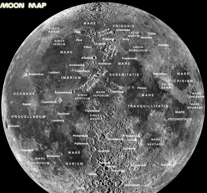 ASTRONOMIA E ENERGIA SOLAR: Mapa e algumas informações sobre a Lua