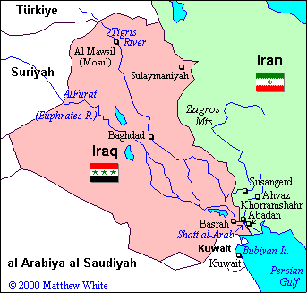 Middle East Reading Notes: Map of Iraq-Iran War