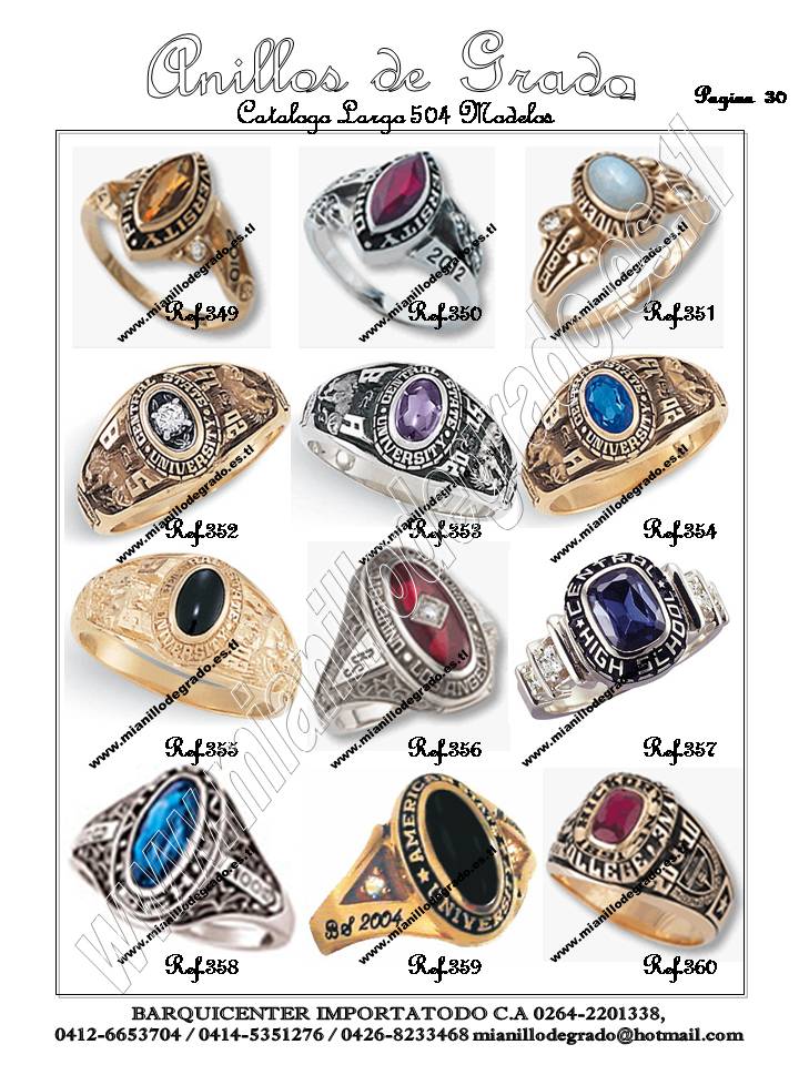 ANILLOS DE GRADO Y AROS DE MATRIMONIO: ANILLOS CATALOGO I