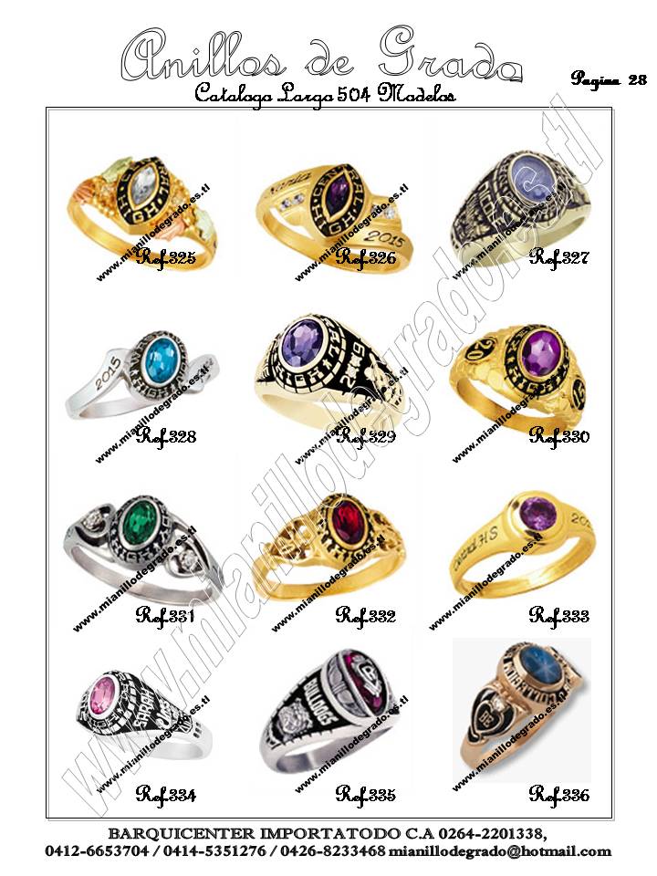 ANILLOS DE GRADO Y AROS DE MATRIMONIO: ANILLOS CATALOGO I
