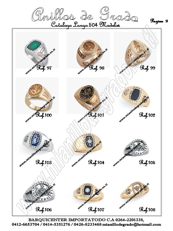 ANILLOS DE GRADO Y AROS DE MATRIMONIO: ANILLOS CATALOGO I