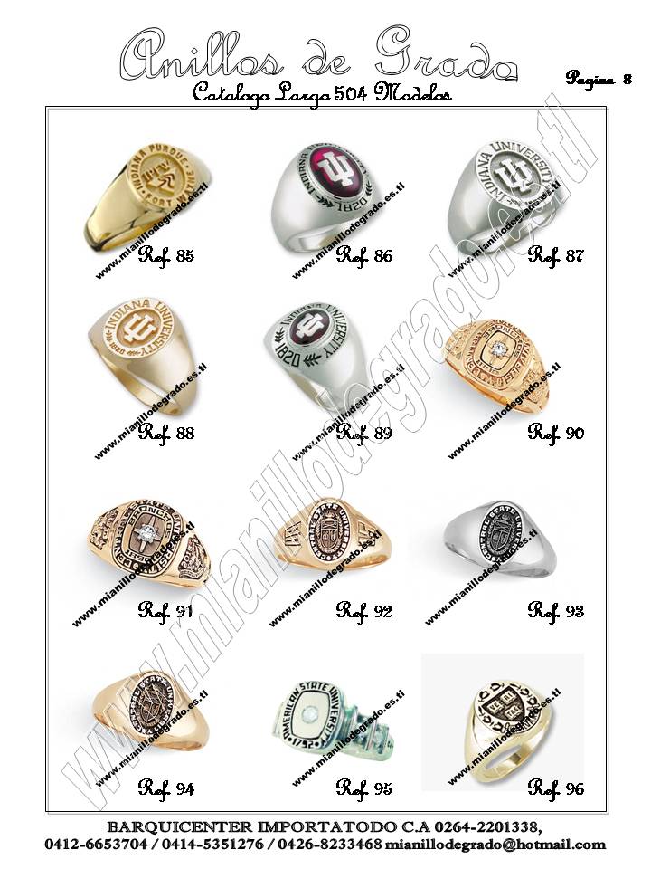 ANILLOS DE GRADO Y AROS DE MATRIMONIO: ANILLOS CATALOGO I