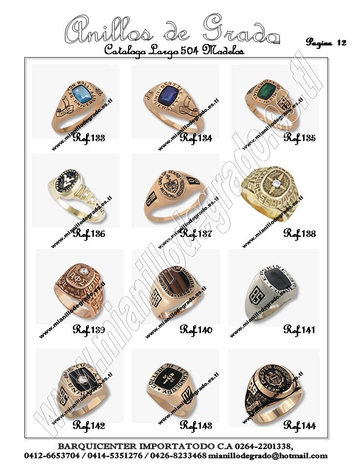 ANILLOS DE GRADO Y AROS DE MATRIMONIO: ANILLOS CATALOGO I
