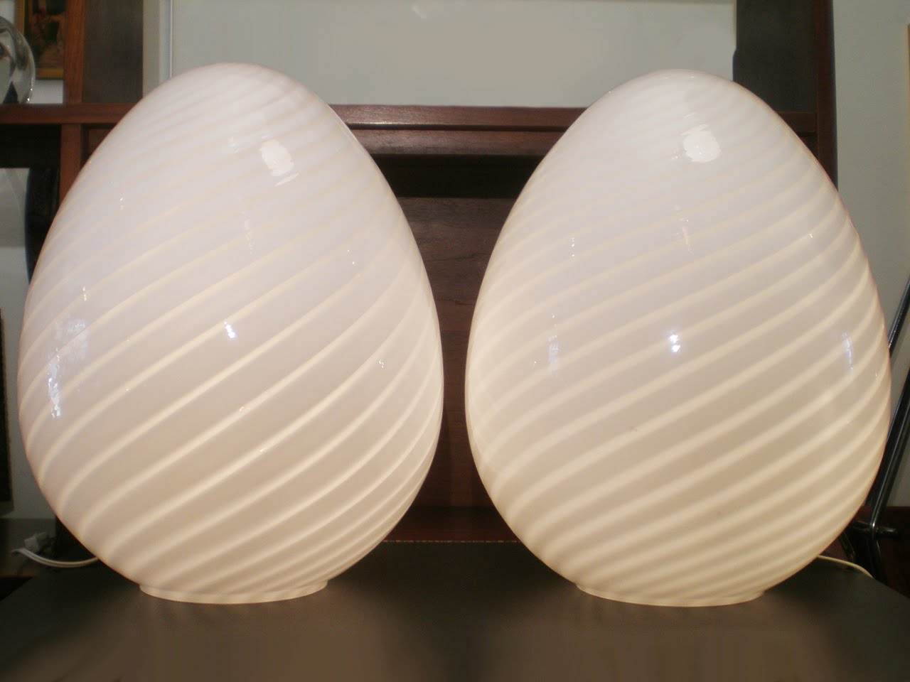 GoodThingsModern: Crisp Murano Egg Lamps Huge Perfect Modern-SOLD!
