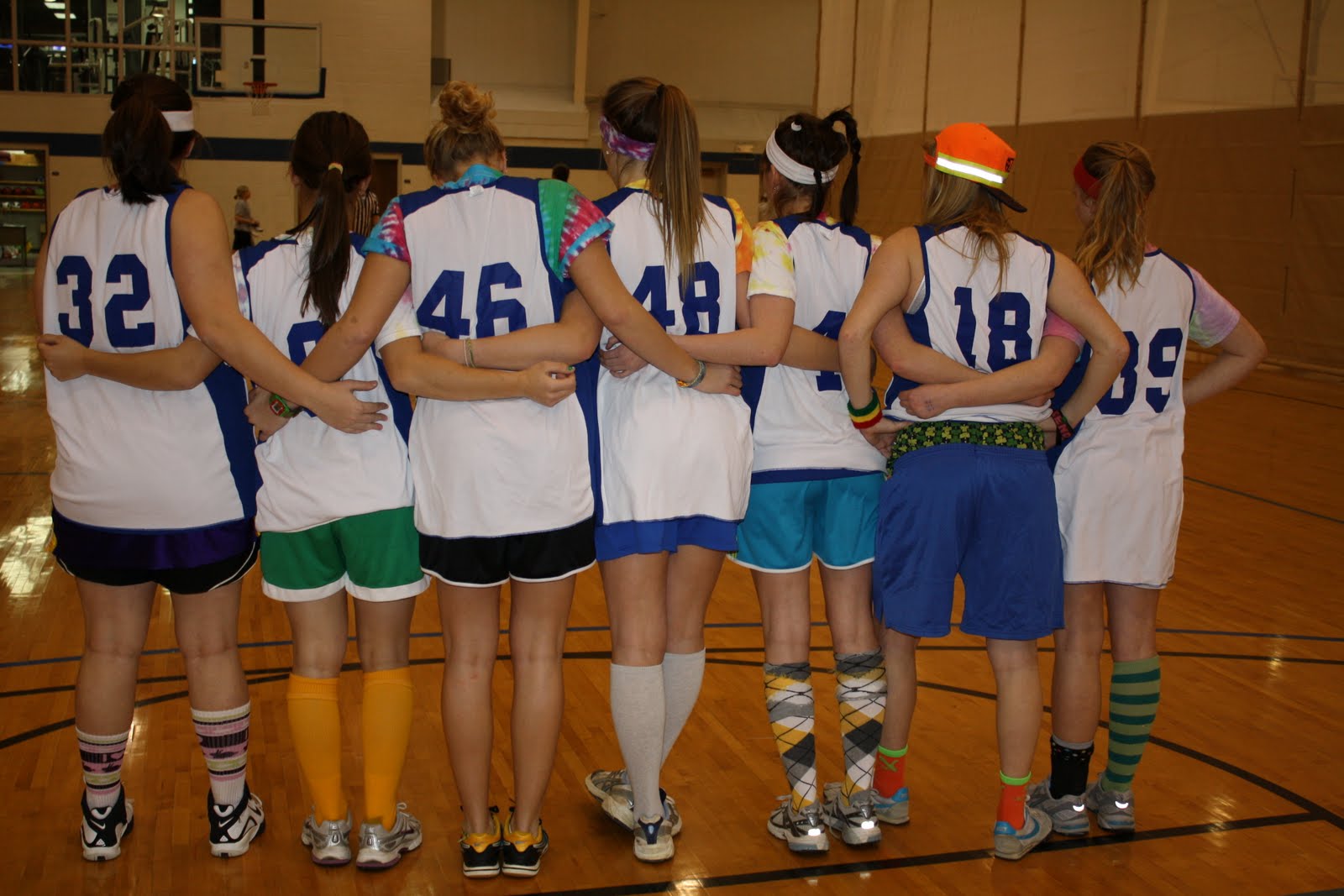 laughing at the days to come: tacky clothes. silly girls. basketball games.