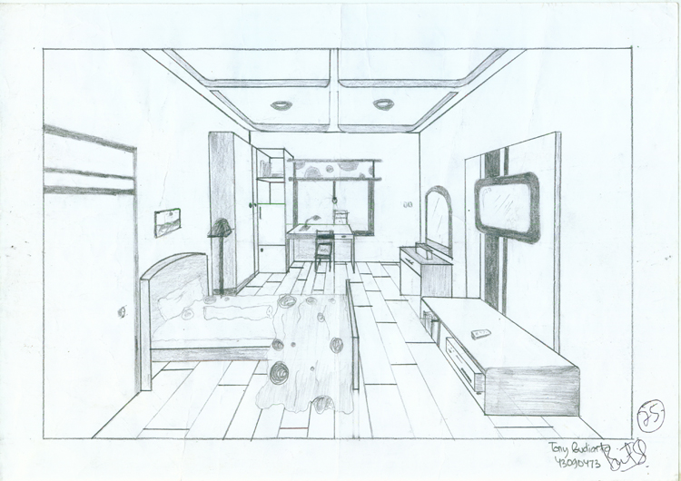 Sketsa Ruang Tamu Perspektif - Art Mas Jeck