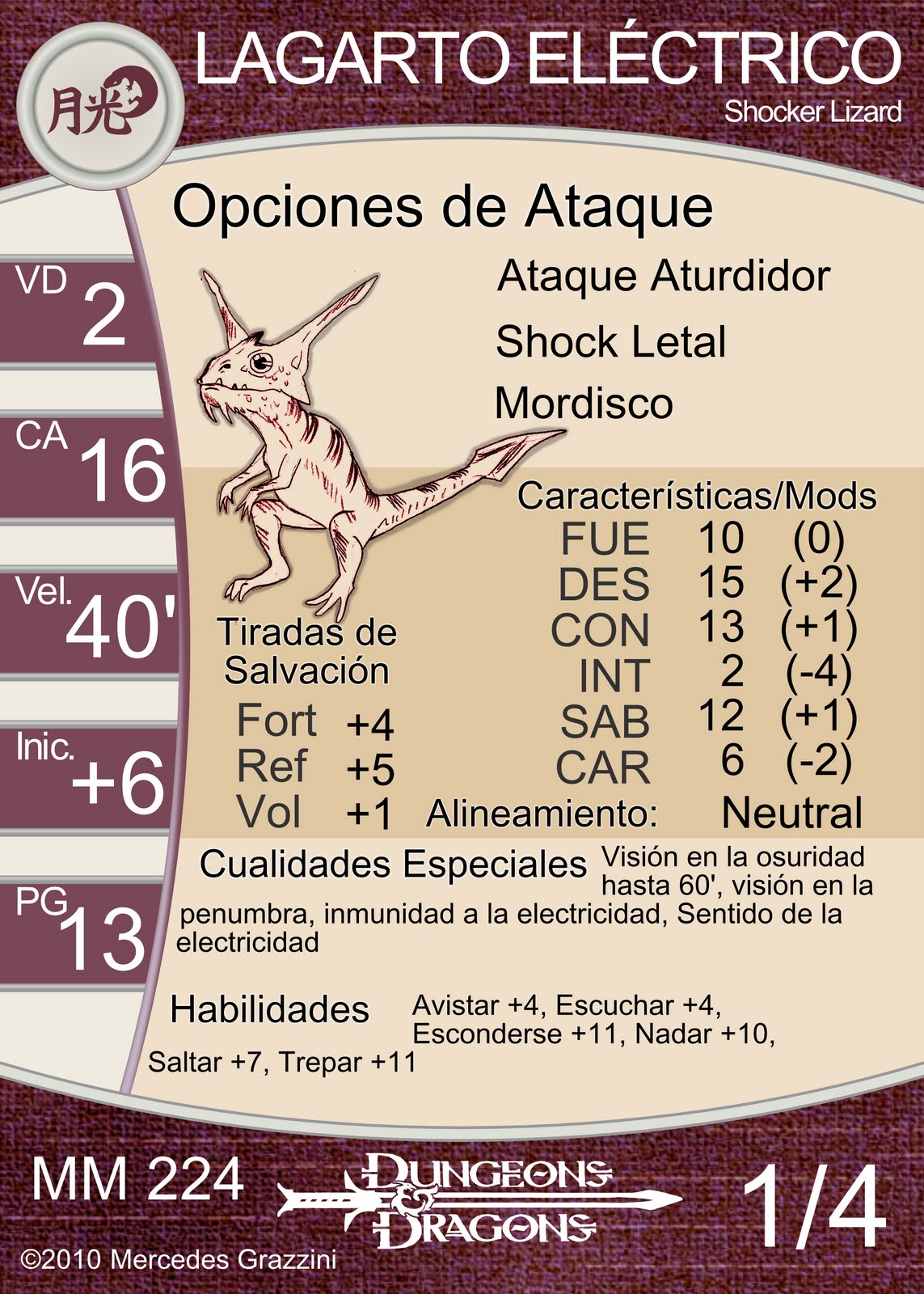 Art Gekkō 月光: Mini de D&D: Shocker Lizard (incluye la carta)