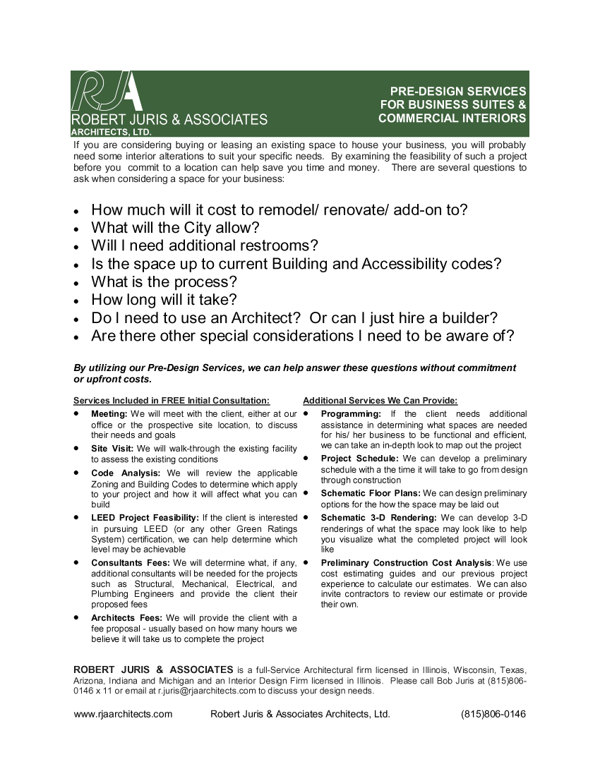 Robert Juris & Associates Architects: Pre-Design Services for Business ...