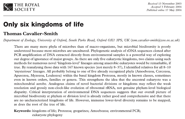 Zoologia UFBA: Cavalier-Smith. 2004. Only six kingdoms of life. Proc ...