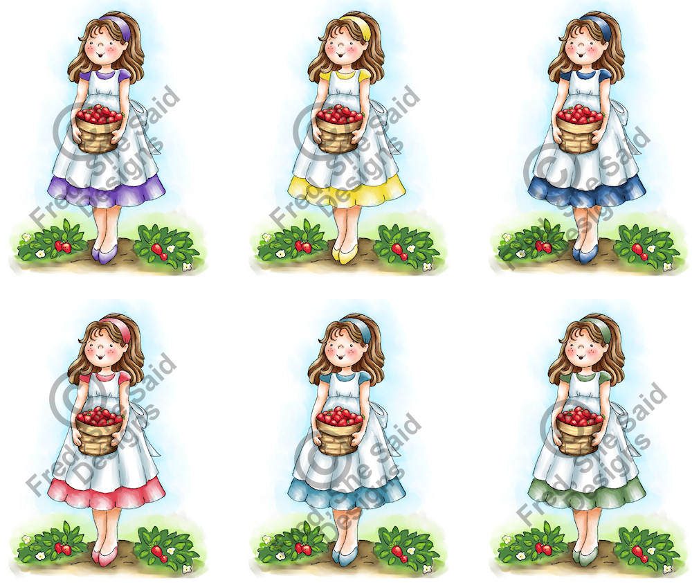 Emma in the Strawberry Patch Pre-Coloured Set - Payhip