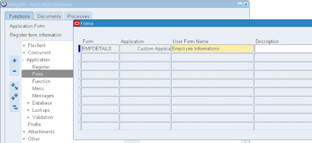 Oracle Apps Quick Reference How To Register The Forms In Oracle Applications