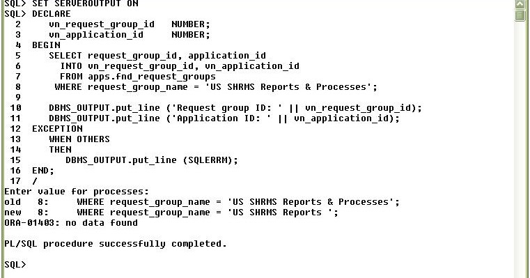 Oracle Apps Quick Reference: How to use the ampersand symbol in PLSQL ...