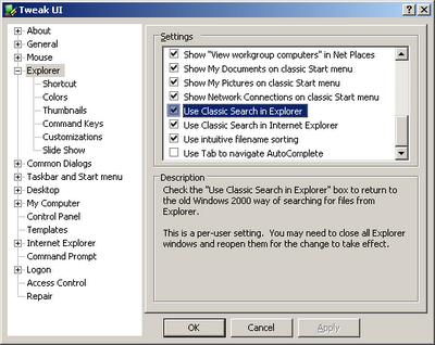 Dan Dar3: How to disable Windows XP Search Assistant