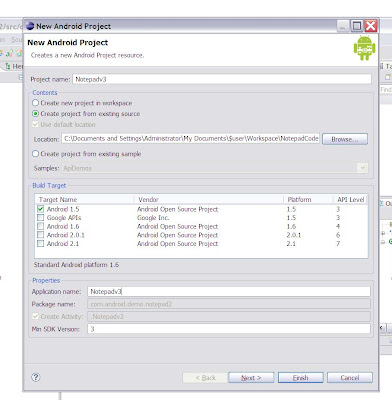 The Android Notepad tutorial (exercise 3)
