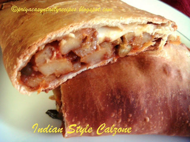 Priya's Versatile Recipes: Indian Style Calzone-Cheesy N Spicy