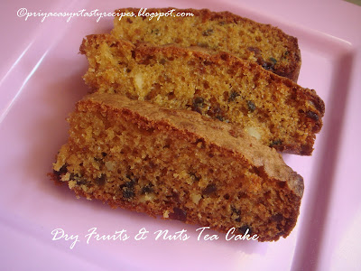 Priya's Versatile Recipes: Dry Fruits & Nuts Tea Cake