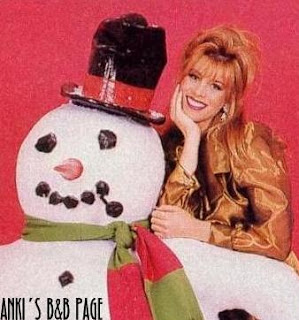Ladies in Satin Blouses: Teri Ann Linn - orange satin dress & snowman